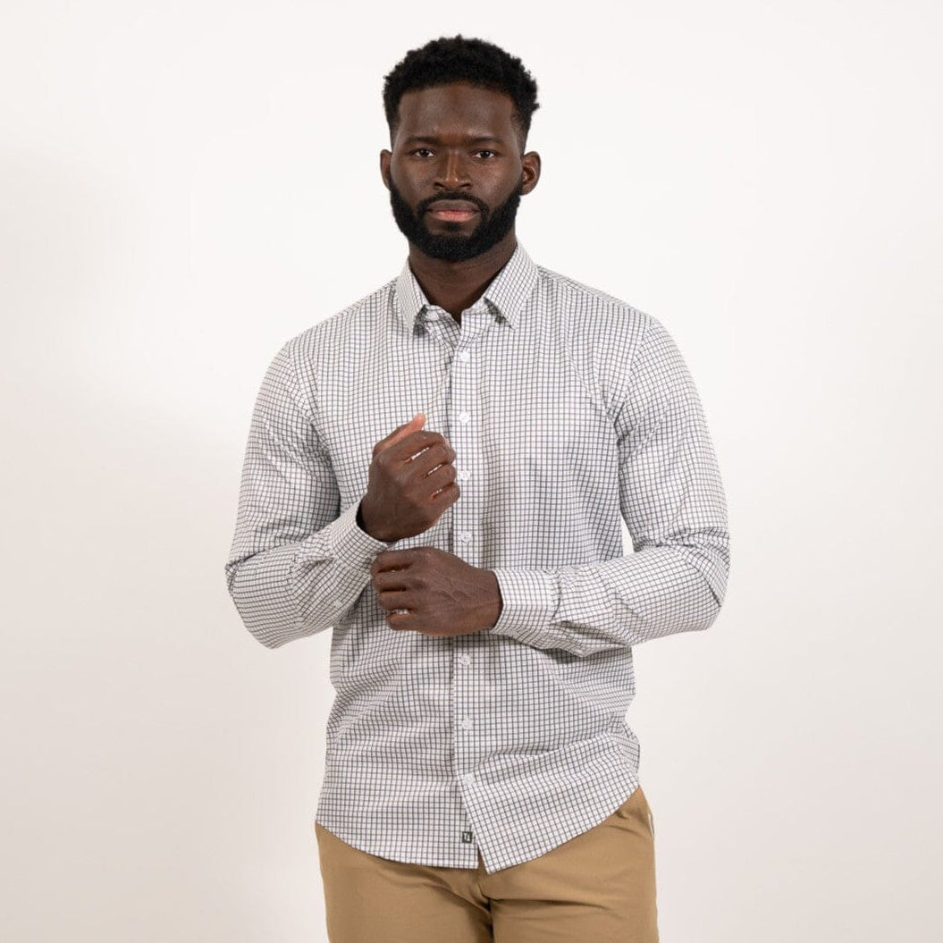 Hustle Sport Shirt - Long Sleeve - Grey Mini Grid – Rust & Refined